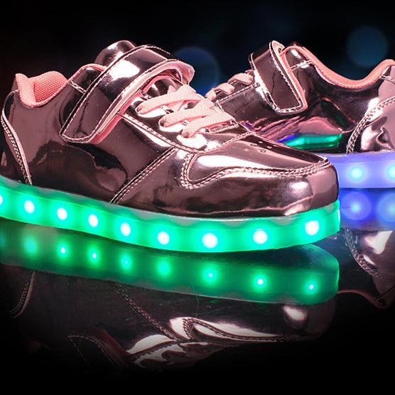 Glowing Night LED Shoes for Kids - Bright Pink | LED Shoes