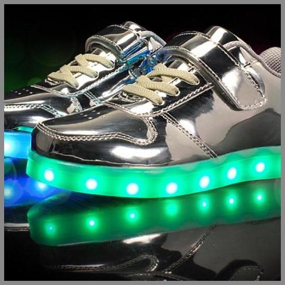 Glowing Night LED Shoes for Kids - Silver | LED Light Shoes