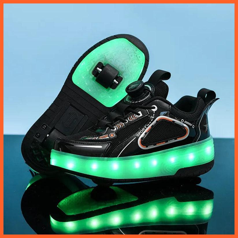 Black White Pink Led Roller Shoes Black | Kids Led Light Roller Heel W