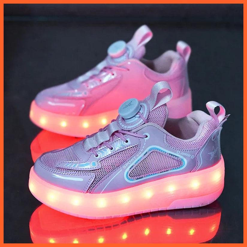 Black White Pink Led Roller Shoes Black | Kids Led Light Roller Heel W